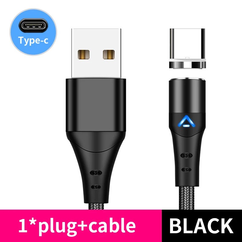 Магнитный кабель USB Type-C 1M Black 5A