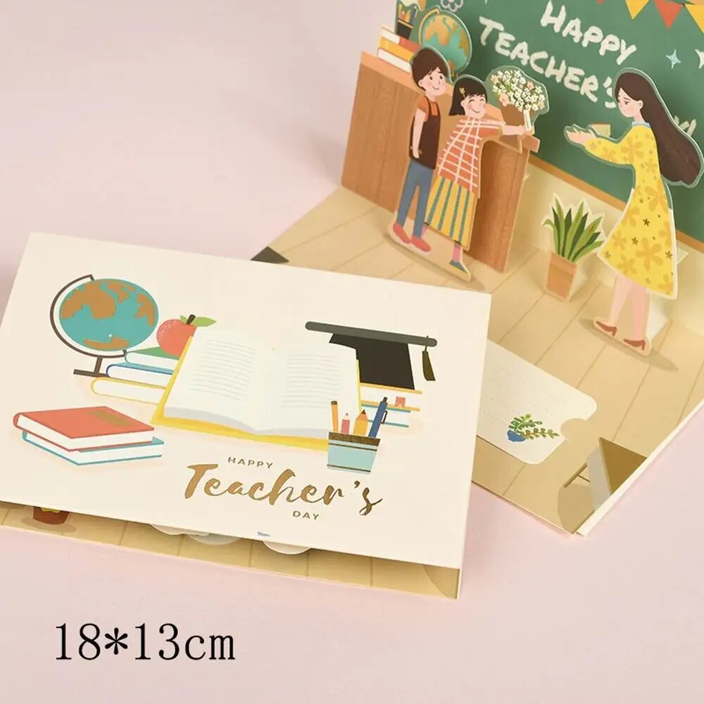 Открытка 3D цветок розы День учителя 1pcs A