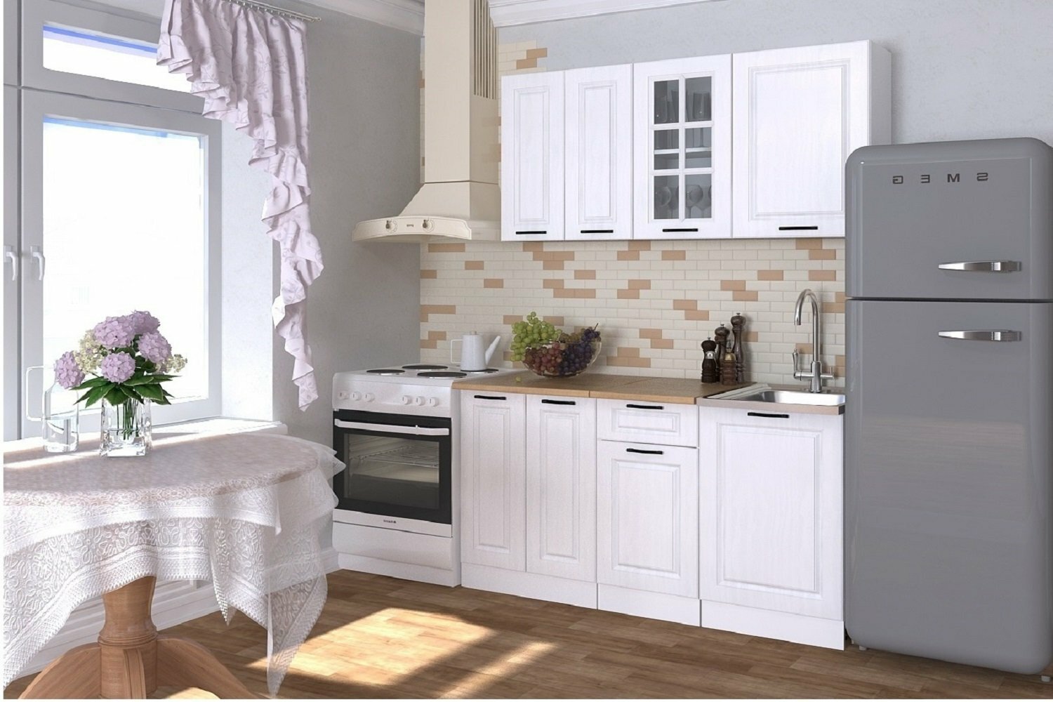 Кухонный гарнитур Белый Вегас (арт.7), длина 1500 мм, фасады МДФ