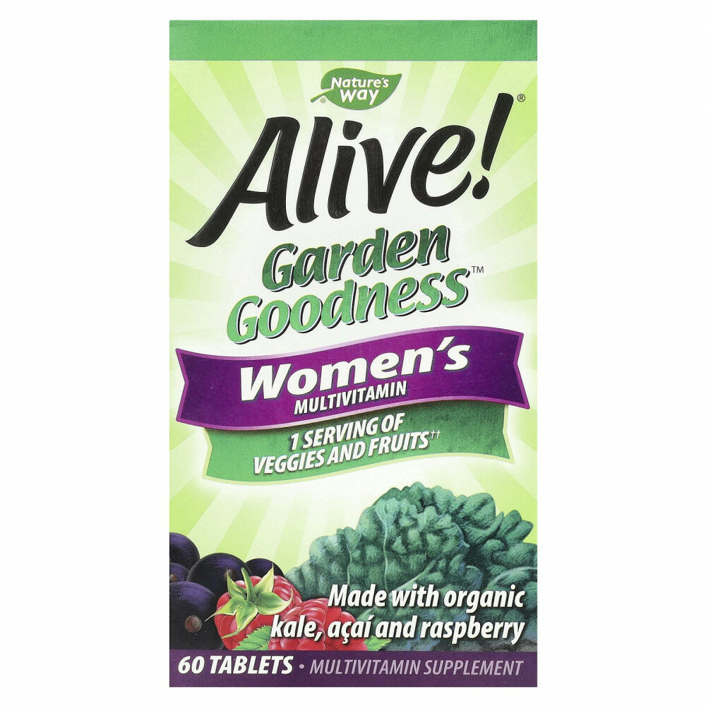 Nature's Way, комплекс мультивитаминов для женщин от Alive!® Garden Goodness™, 60 таблеток