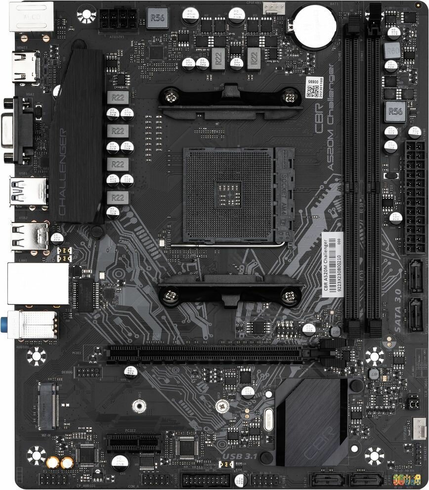 Материнская плата CBR A520M Challenger OEM MB-MSA520M-65W-BLK
