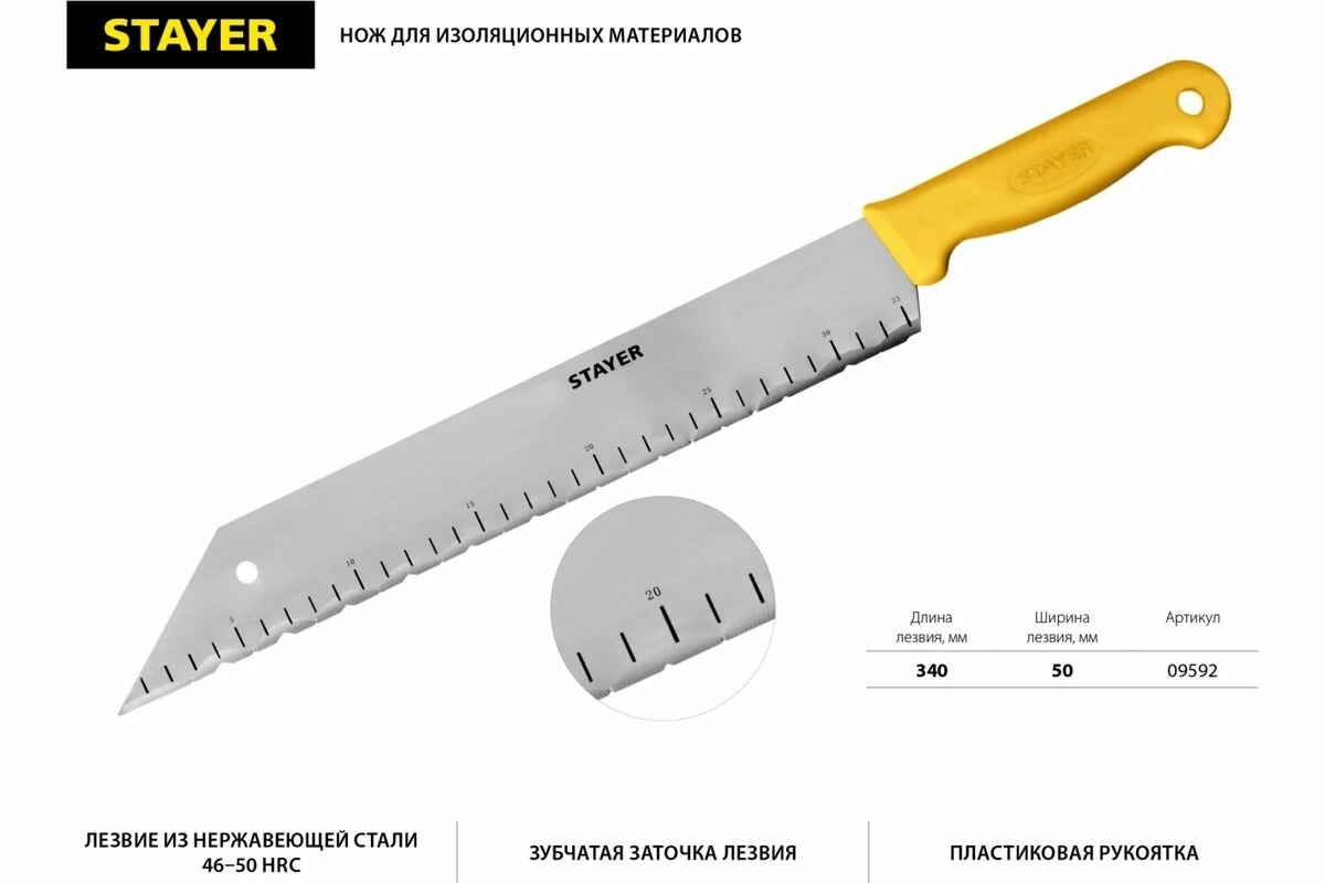 Нож для листовых изоляционных материалов STAYER 340 мм (09592)
