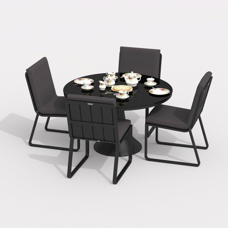 Обеденная группа DIVA GIRA каркас карбон / стол д110 круглый/ ткань антрацит