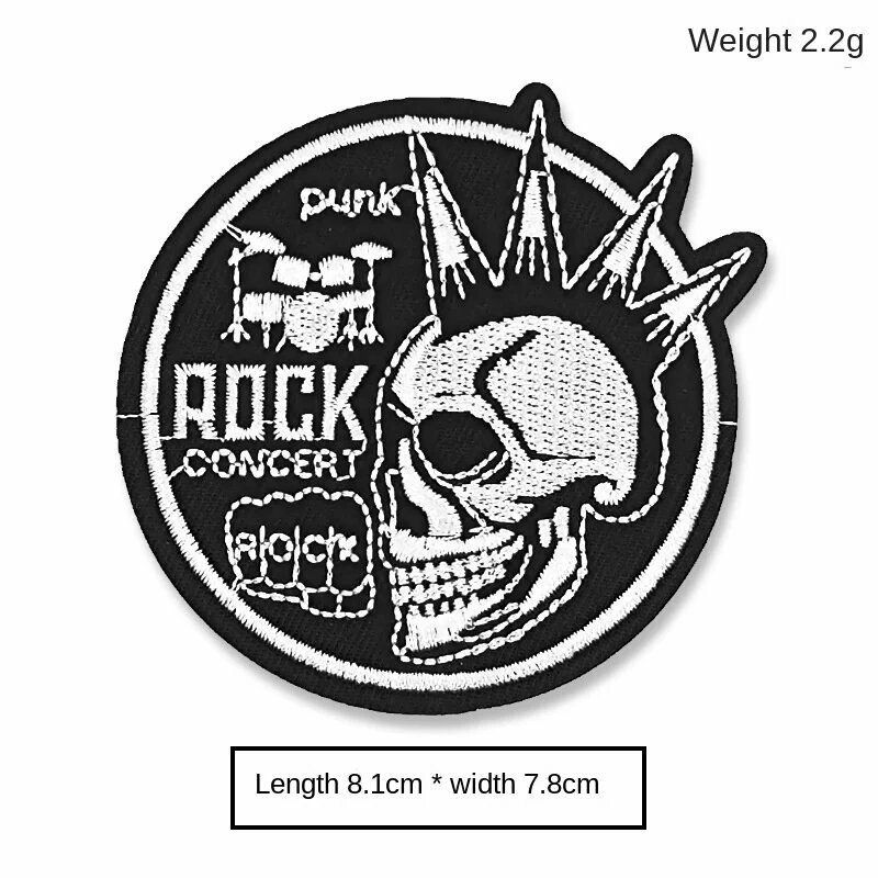 Черная нашивка на одежду Punk Rock Concert, 8.1x7.8 см, 2.2г