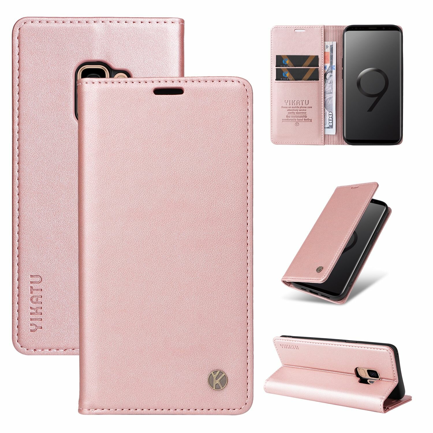 Кожаный флип-чехол для Samsung Galaxy S9 (Самсунг Галакси С9 ) с магнитом, отделением для карт и отделением для бумажника