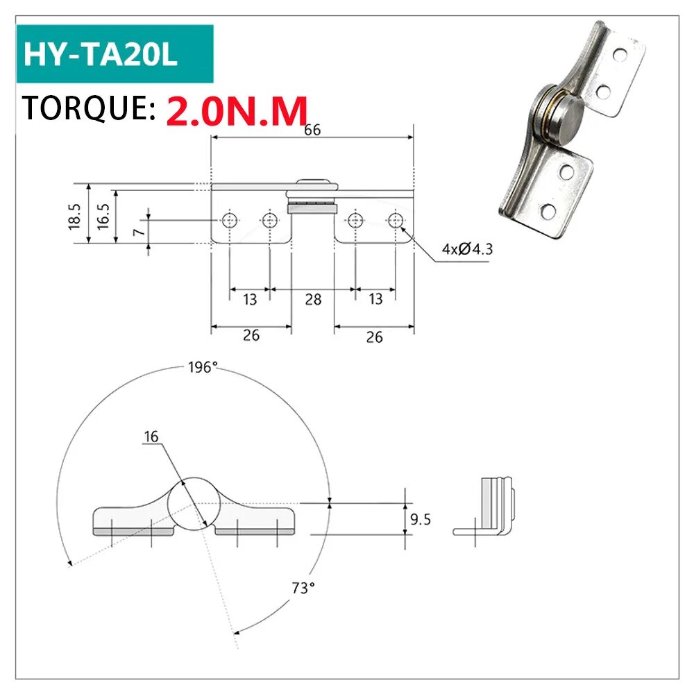 Шарнир для ноутбука HY-TA/HT-TB из нержавеющей стали HY-TA20L 2.0NM