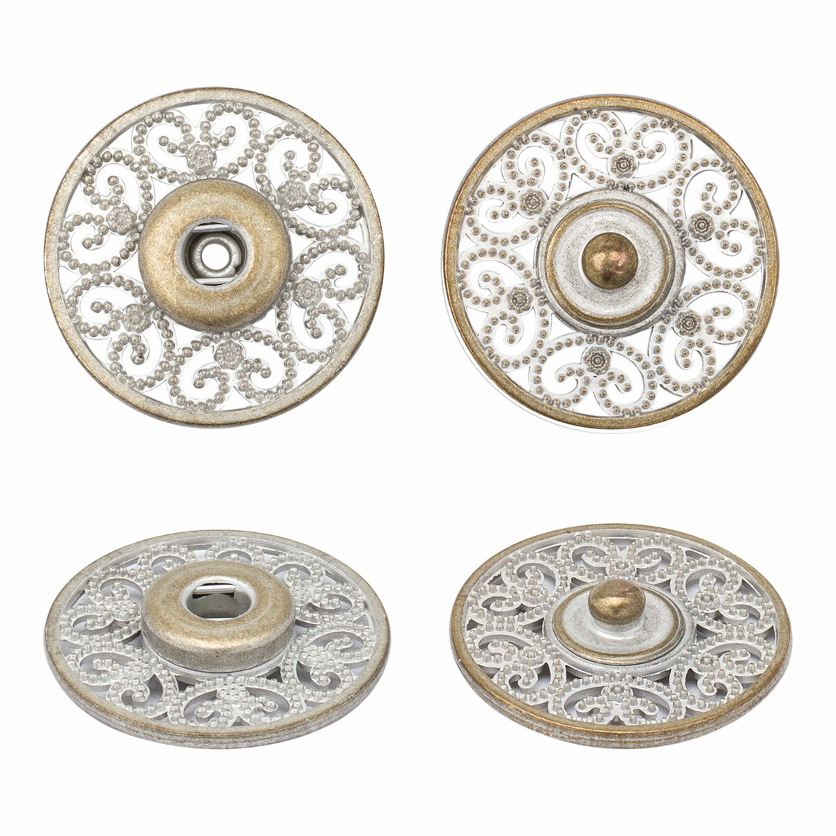 Кнопки для одежды пришивные 23 мм, Айрис, МЕ К-11 (белый металл), 10 шт