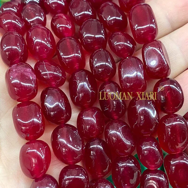 Натуральные бусины халцедон Амазонит LUOMAN XIARI Бордовый, 10x15mm 10-12pcs, ruby color