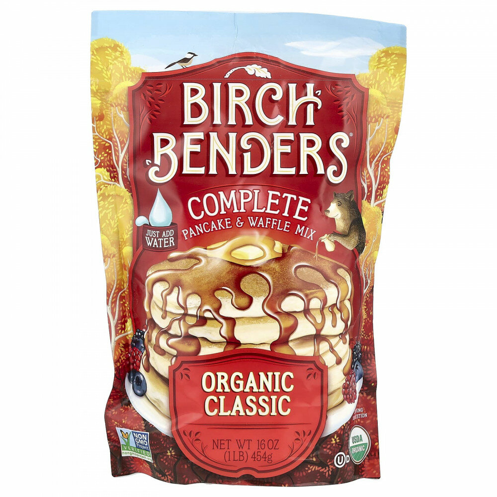 Birch Benders, смесь для блинов и вафель, классическая органическая, 454 г (16 унций)