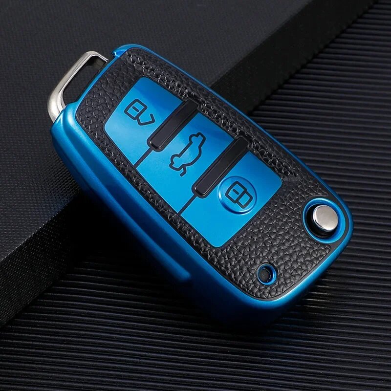 Кожаный складной чехол для автомобильного ключа из ТПУ для Audi A3 8L 8P A4 B6 B7 B8 A6 C5 C6 4F RS3 Q3 Q7 TT 8L 8V S3 Аксессуары для брелока