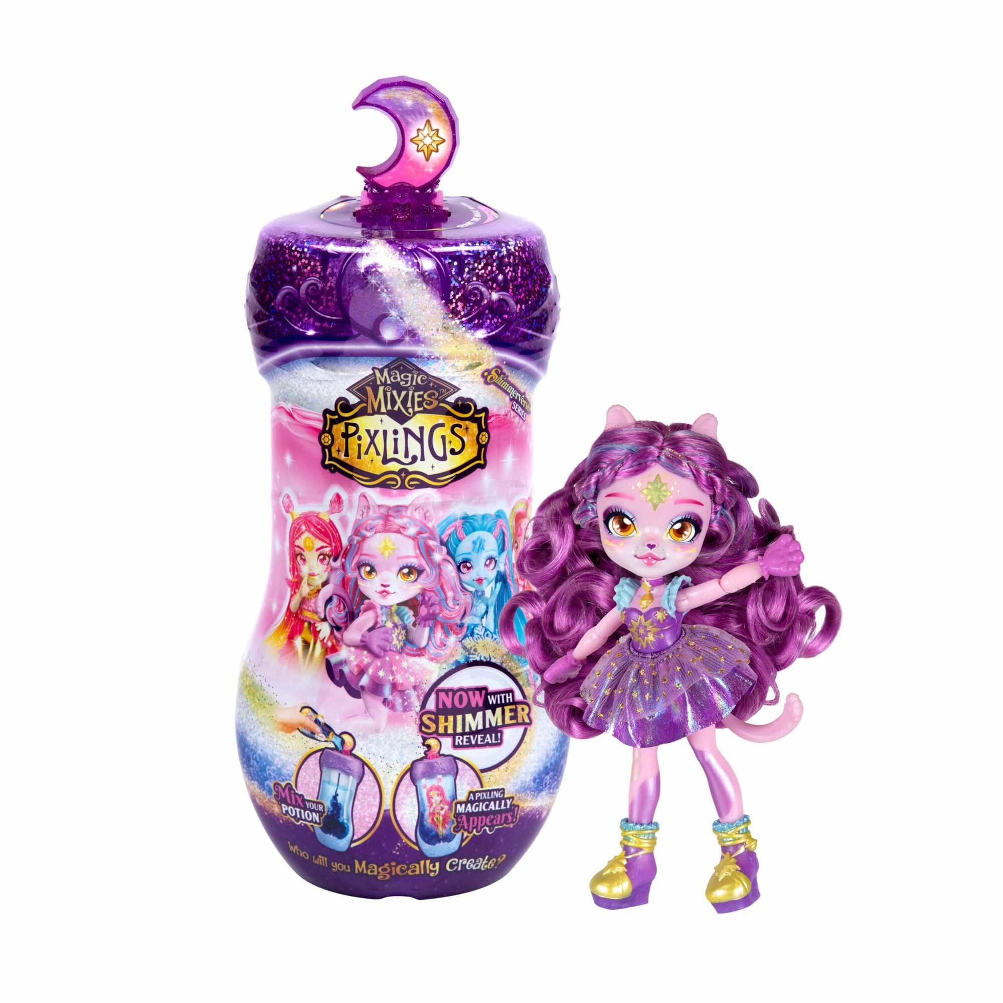 Magic Mixies Pixlings Shimmer Reverse Series / Детский набор игрушек для девочки-волшебного эльфа, смешайте зелье, и появится кукла, подходит для подарков на день рождения от 5 лет и старше.