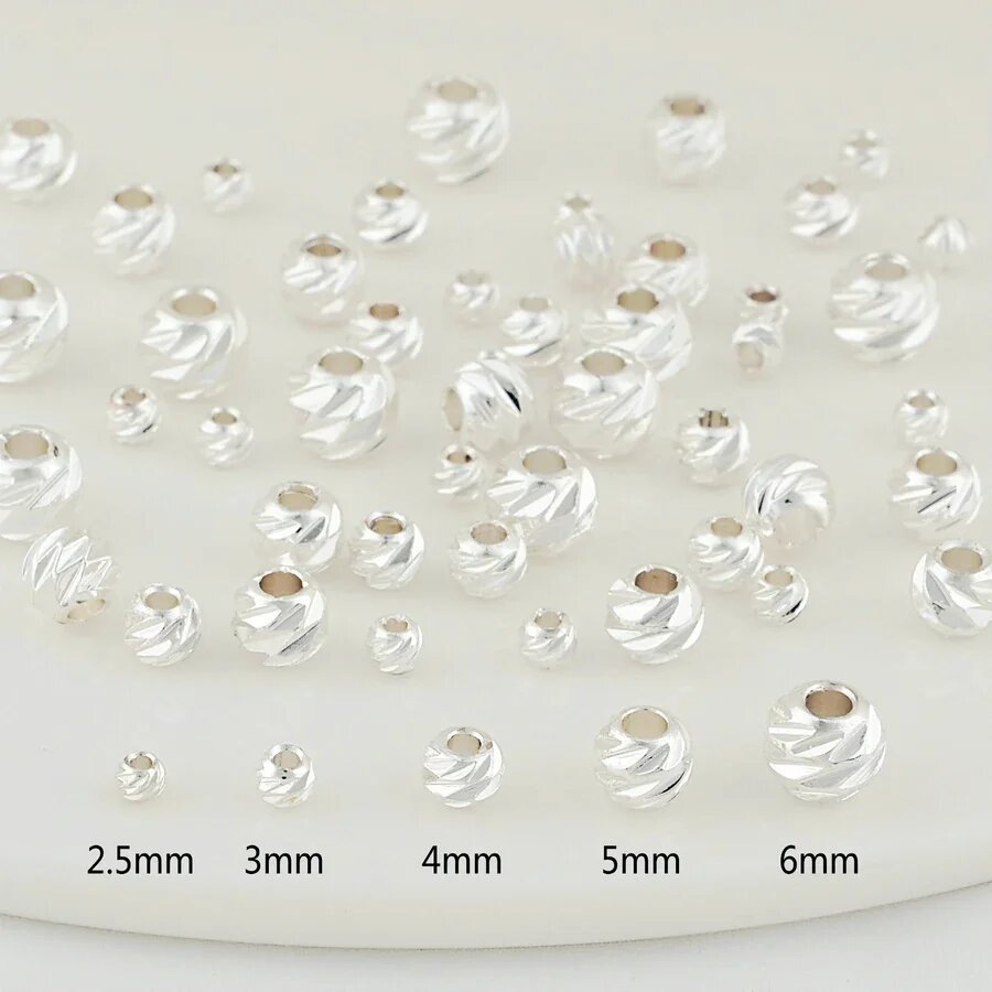 Ювелирные комплектующие Florainer Tina латунные позолоченные бусины Белый, 3mm-100pcs, Silver Color