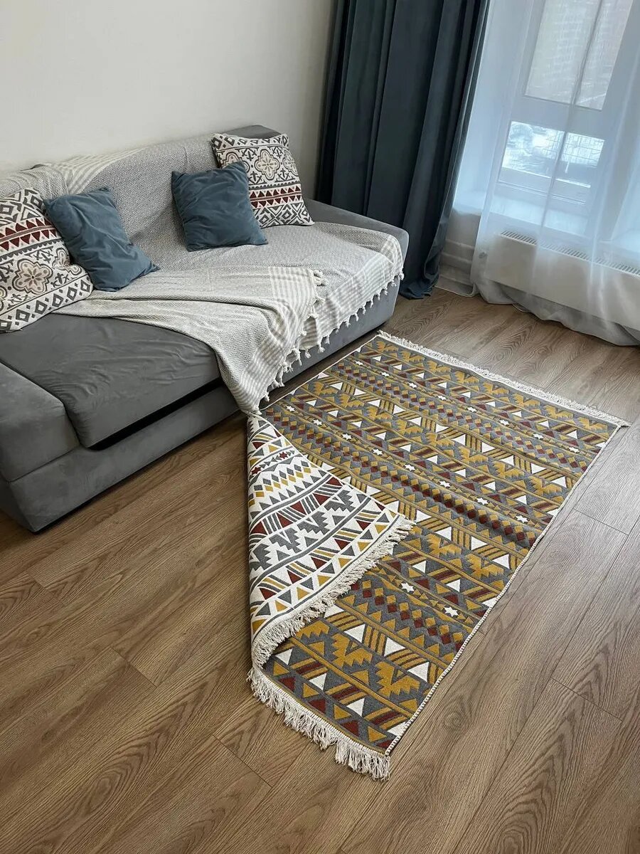 Ковер комнатный 120х180 см, турецкий двусторонний килим, безворсовый, в гостиную и спальню