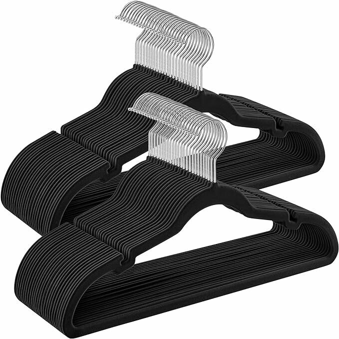 Вешалки для одежды SONGMICS - бархат, ширина 43 см, черный, 50 шт, CRF029B05