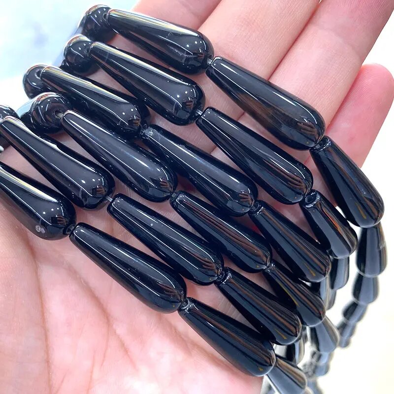 Бусины LUOMAN XIARI Агат Авантюрин Халцедон 10*30 мм Черный, 6 beads a pack, black agate