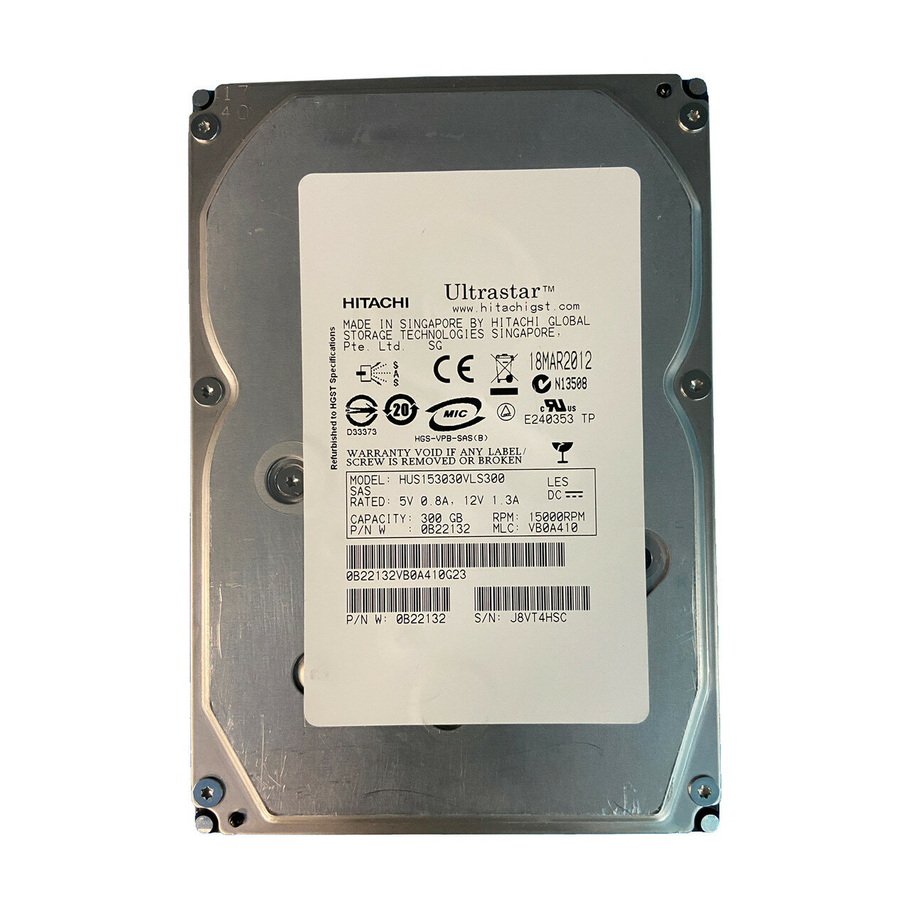 Жесткий диск Hitachi 0B22132 300-GB 15K 3.5" SAS 3G НUS103030FL3800 08K2474
