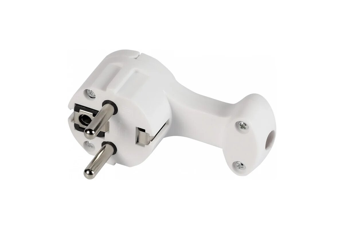 Smartbuy Вилка угловая плоская 8 мм с/з с кольцом белая SBE-16-P11-w 16A 250В