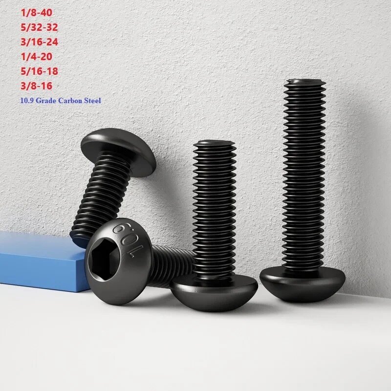 Британский стандарт винты с шестигранной головкой и полукруглой головкой 1/8-40 5/32-32 3/16-24 1/4-20 5/16-18 3/8-16 из углеродистой стали 5I16-18(5pcs), 1-1I4