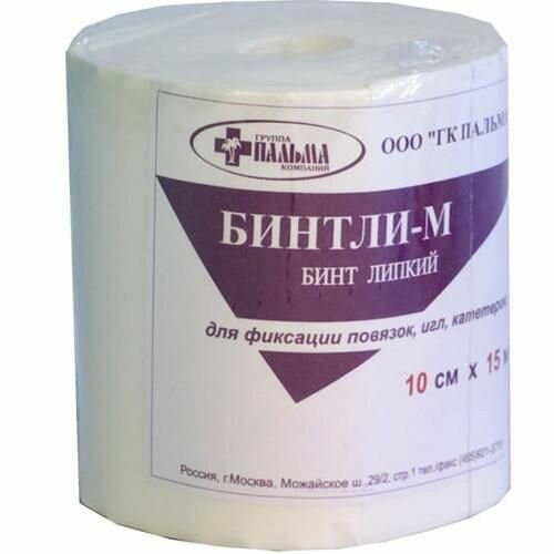 Бинт липкий нетканный Бинтли-М 10смх15м (мягкий)