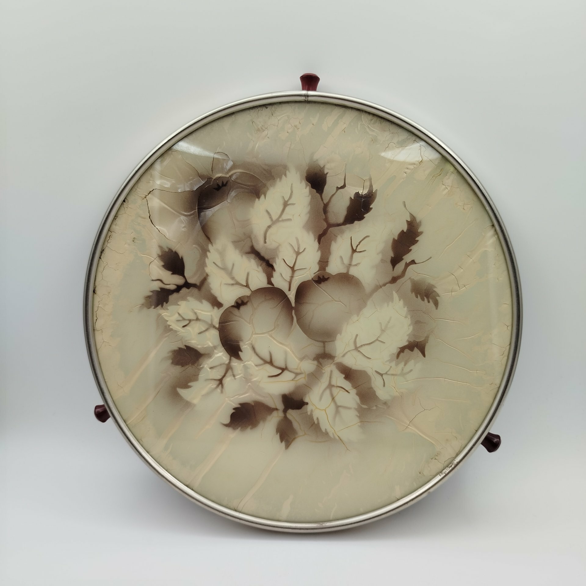 Поднос круглой формы "Яблоки" (вращающийся), фаянс, аэрография, сплав металлов