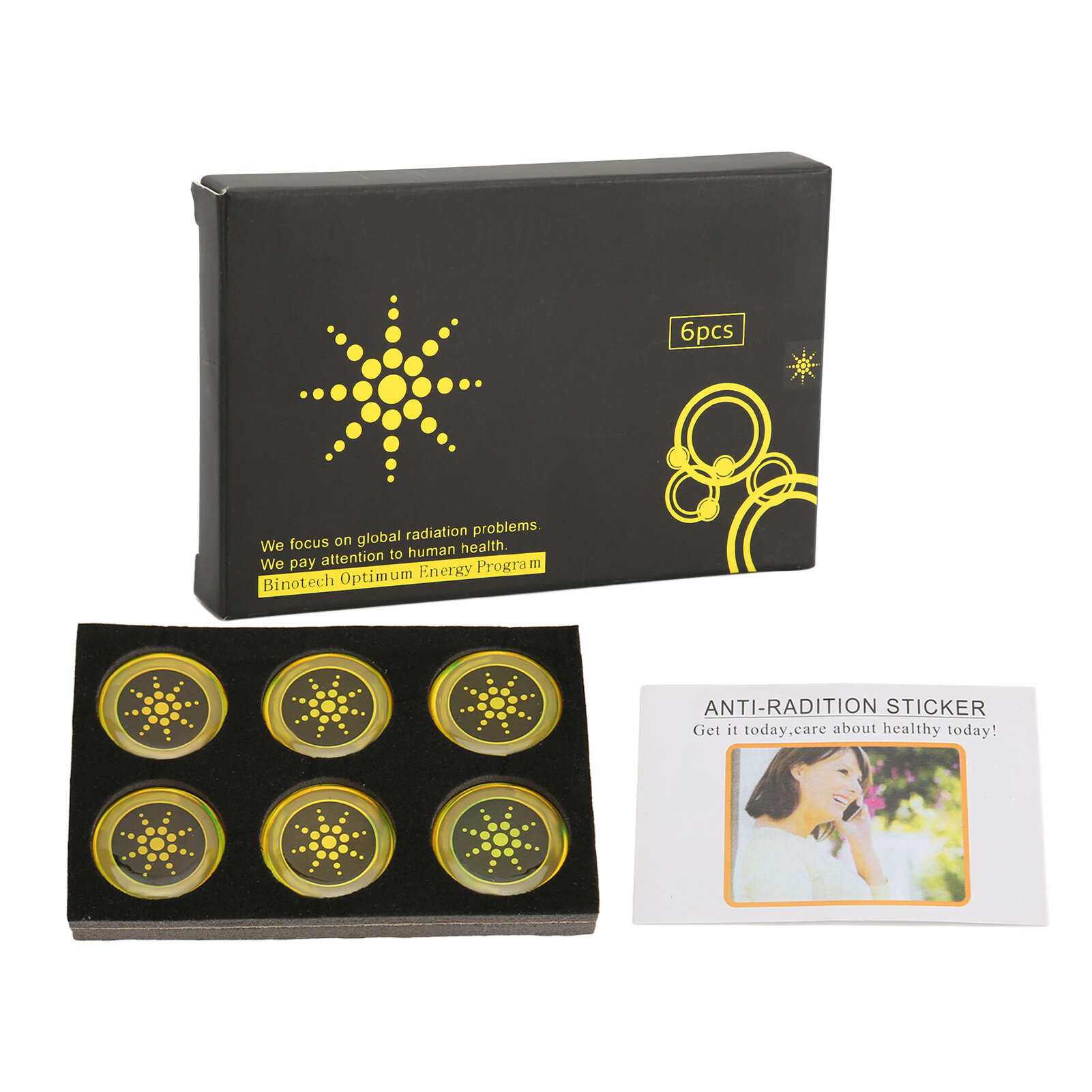 6 шт. защитных наклеек для телефона, уменьшающих радиацию, с отрицательными ионами, минералами, мигающими золотыми наклейками для защиты телефона