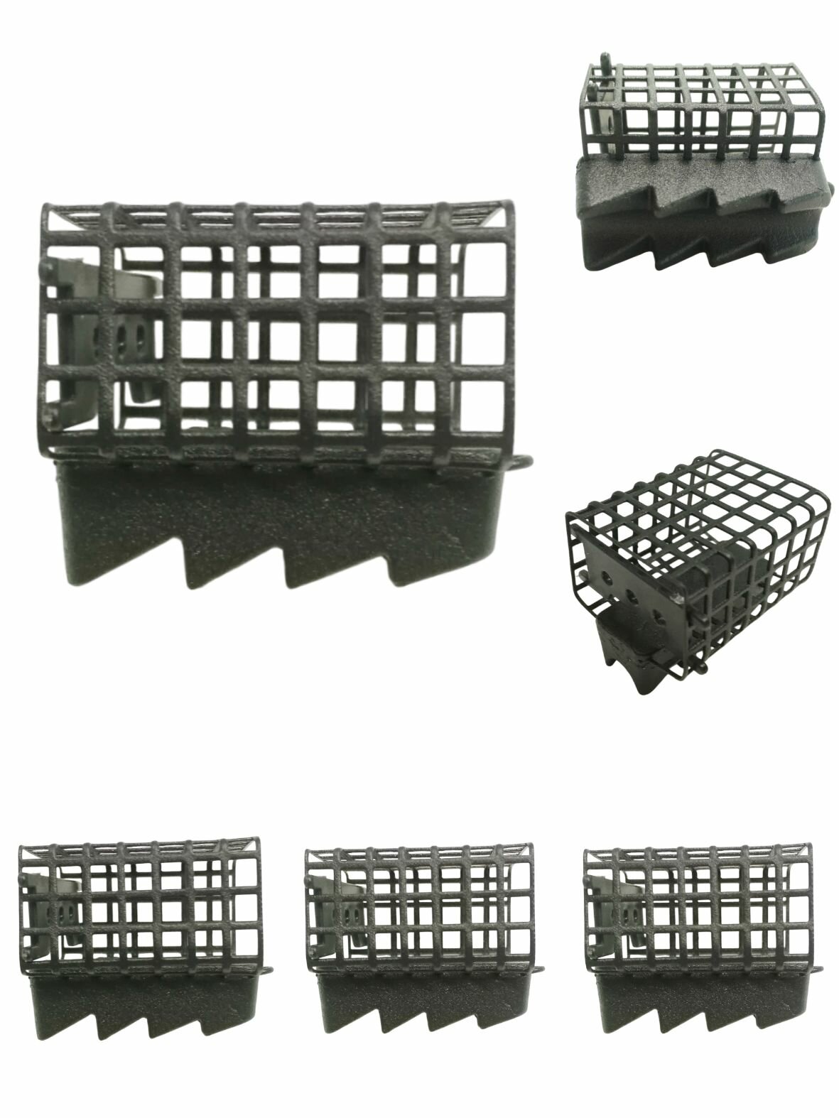 6 шт. Кормушка фидерная черная с грунтозацепом 90 гр. для реки с умеренным или сильным течением