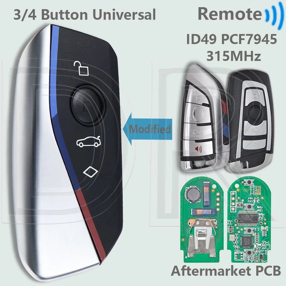 DR модифицированный CAS4 + FEM ID49 PCF7945 PCF7953 чип 315/433/434/868 МГц перекиксиметрический автомобильный дистанционный ключ для BMW 1 3 5 6 7 серии F шасси PCF7945 315