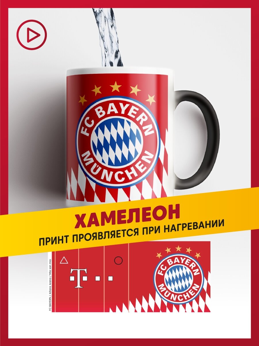Кружка Бавария Мюнхен / FC Bayern / FCB / керамическая футбольная чашка ФК Бавария с вращающимся мячом