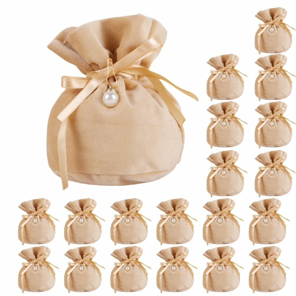 20 штук, бархатный тканевый мешочек, подарочный пакет для упаковки конфет-желтый