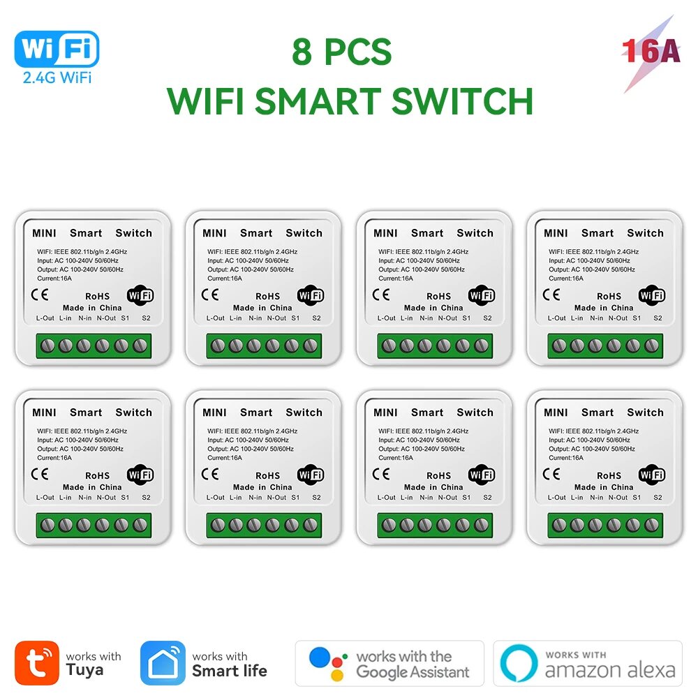 8pcs WiFi Smart Switch 16A SZKOSTON
