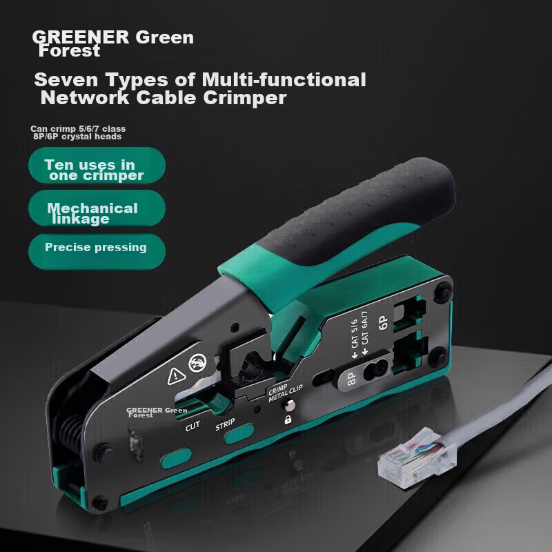 Greener Network Cable Crimper, RJ45 Connector Crimping Tool, Professional-Grade 6P Cat5e 5 Cat6 Cat7 8P Connector Crimping Pliers, CAT7