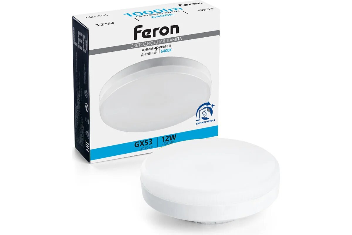 FERON Лампа светодиодная диммируемая LB-456 GX53 12W 230V 6400K, 51066