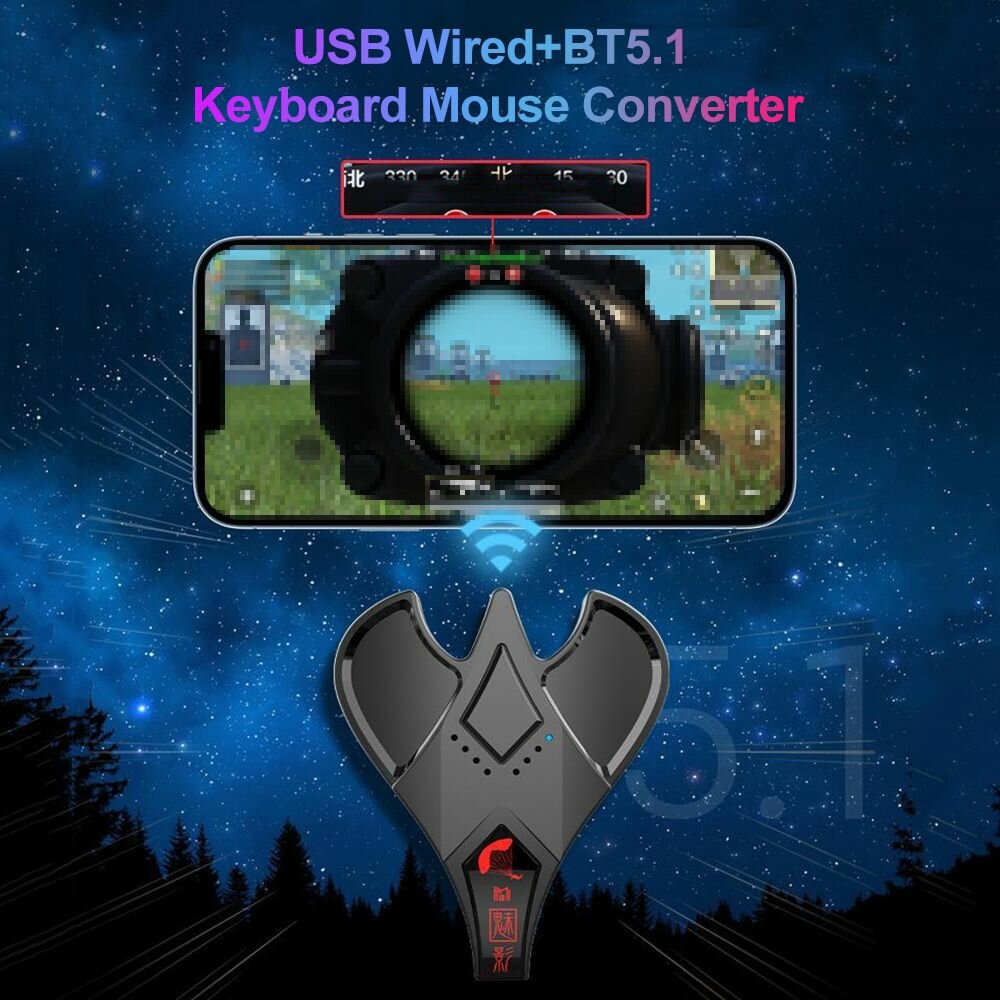 Адаптер-конвертер M3 для мобильной игровой клавиатуры и мыши, двухрежимное проводное USB-соединение + соединение BT5.1, быстрая зарядка 18 Вт PD, совместимость с устройствами Android iOS
