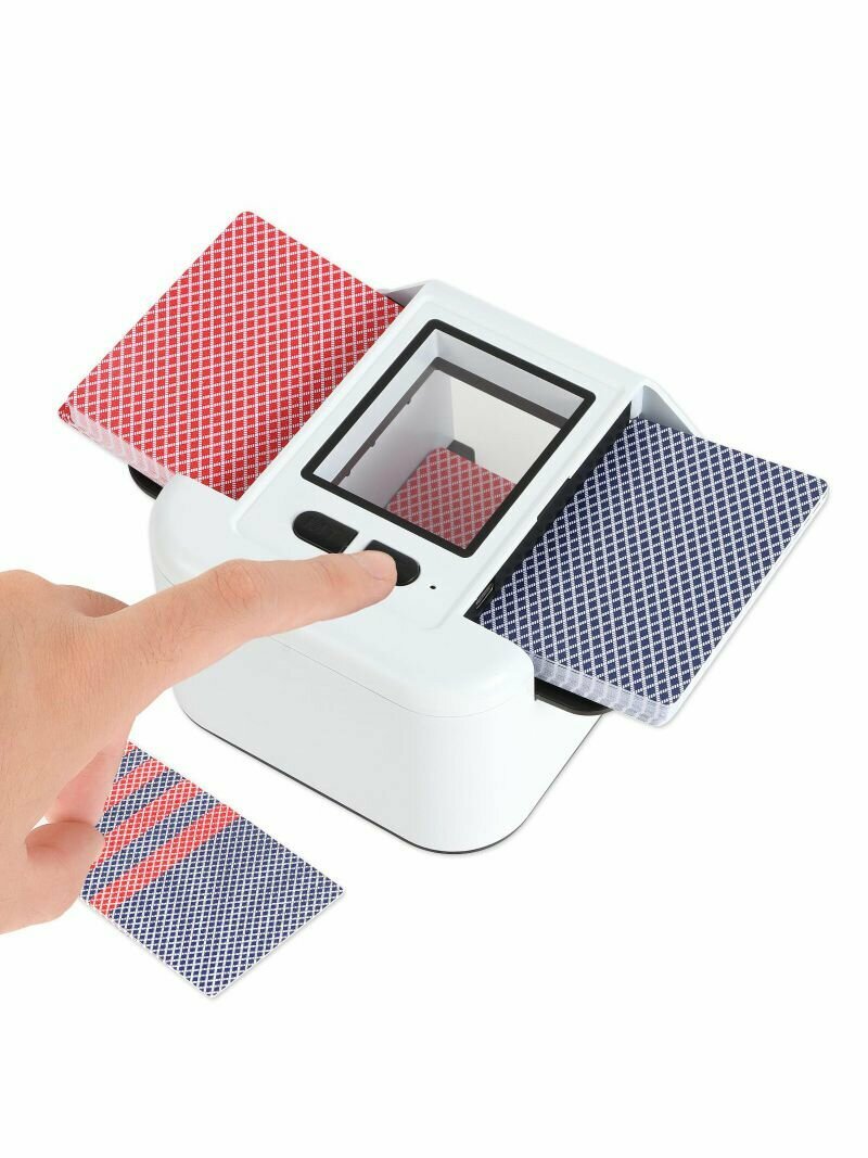 Шафл-машинка для перемешивания карт на 2 колоды, белый цвет