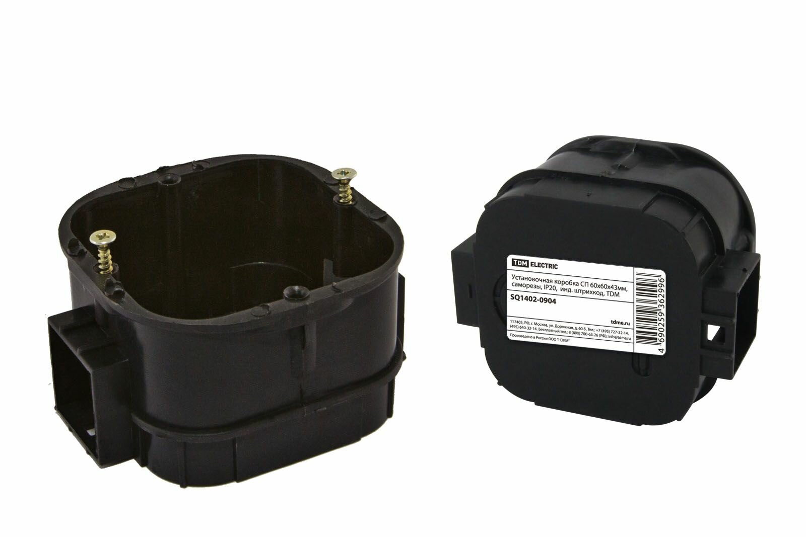 Коробка распределительная 60х60х43мм, саморезы, IP20 TDM Electric