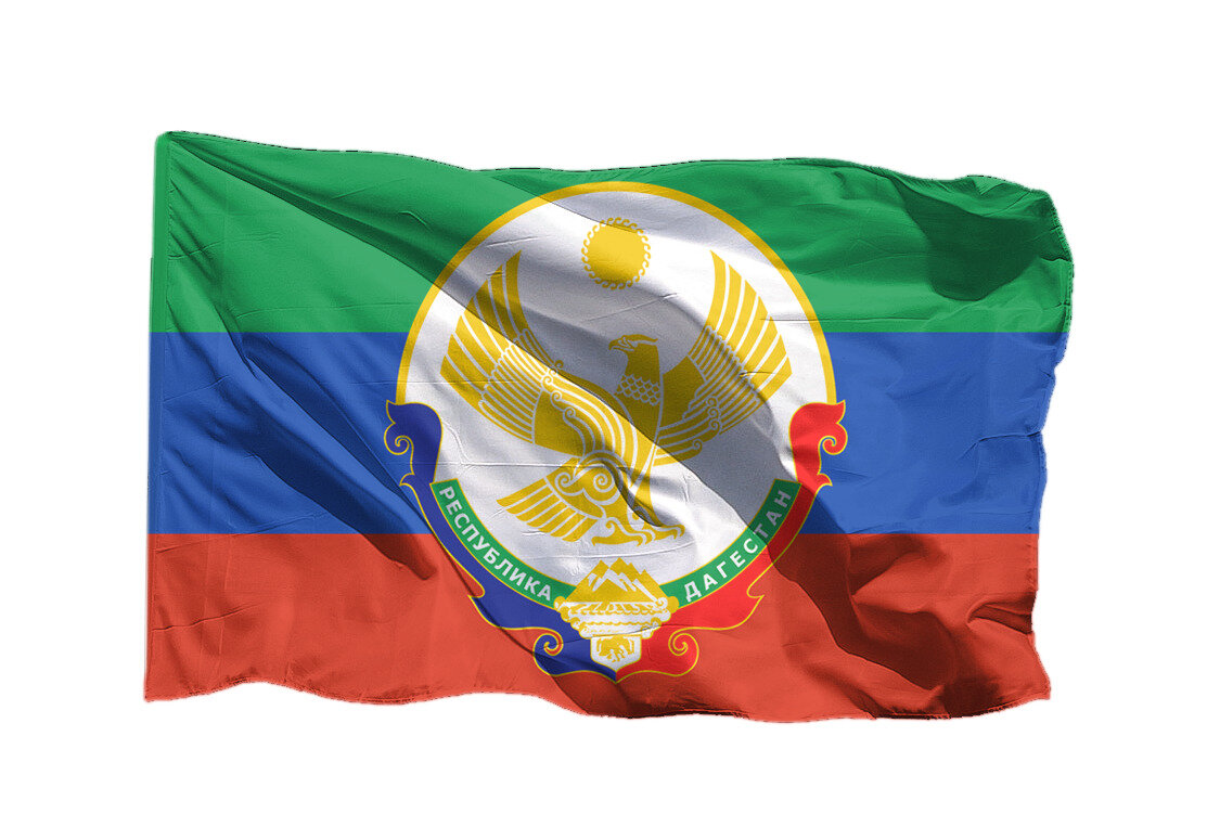 Флаг Дагестана на шёлке, 70х105 см для ручного древка