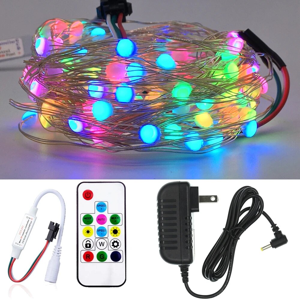 Светодиодная гирлянда RGB 5м с пультом 14Keys Lock DC Kit