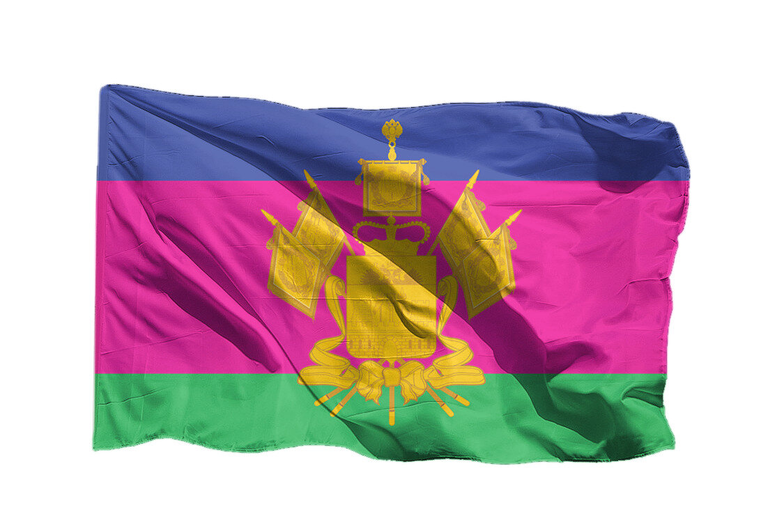 Флаг Краснодарского края на флажной сетке, 70х105 см - для флагштока