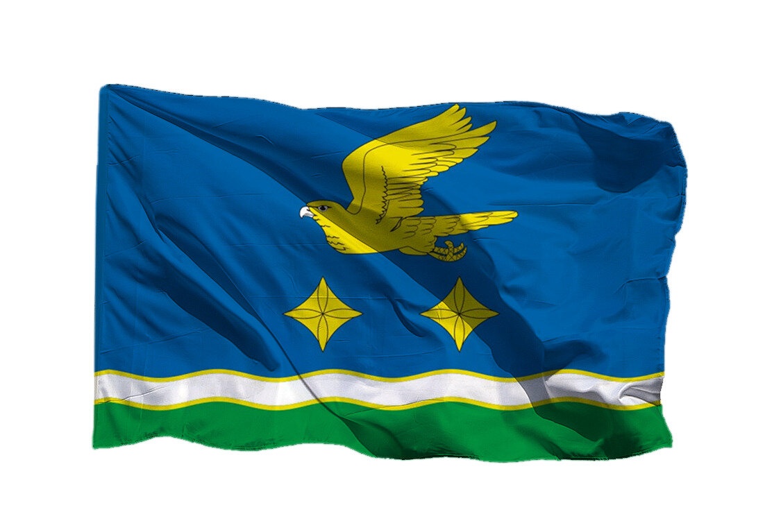 Флаг Ступинского района, городского округа Ступино на сетке, 100х150 см - для уличного флагштока