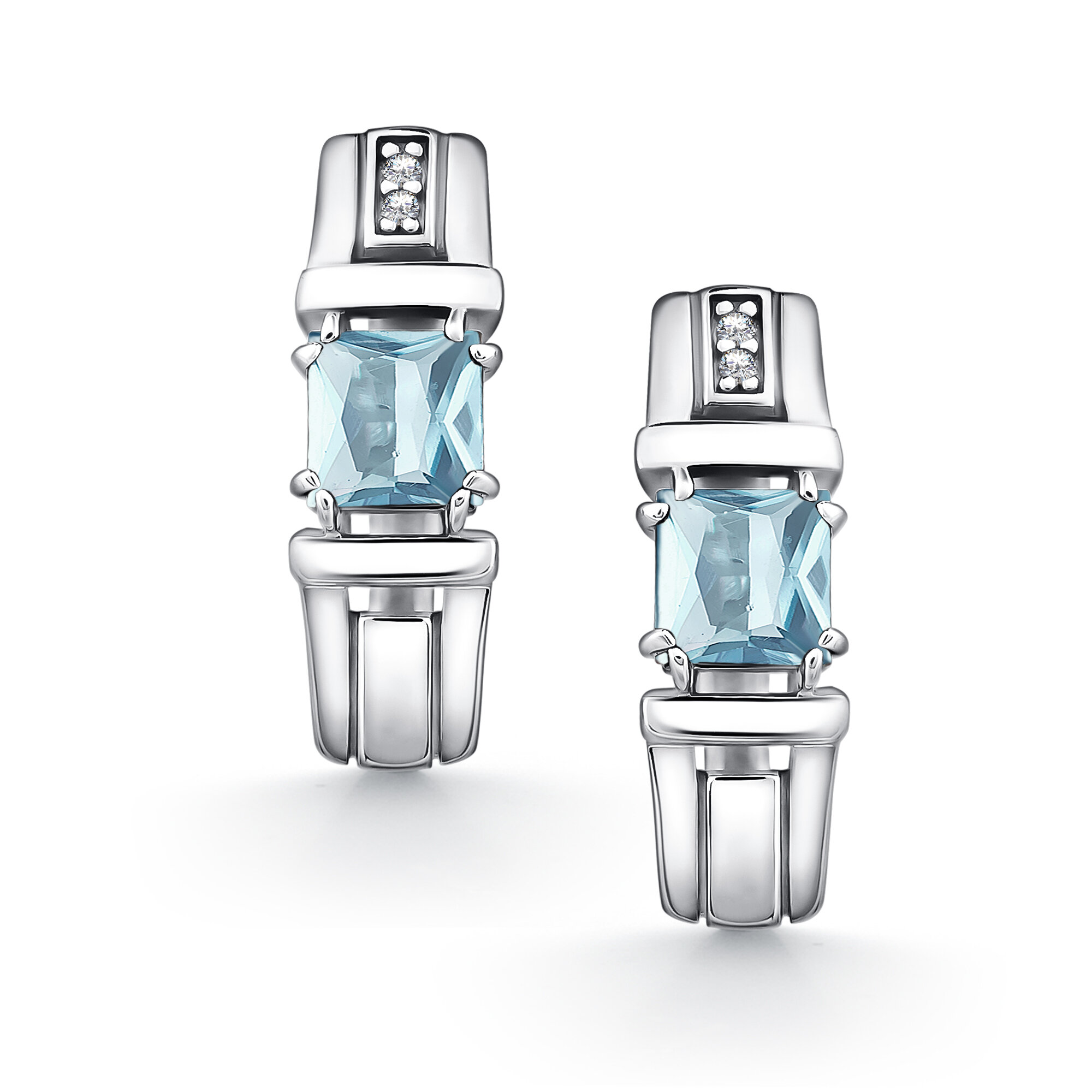 Серьги, серебро, 925 проба, родирование, фианит, топаз