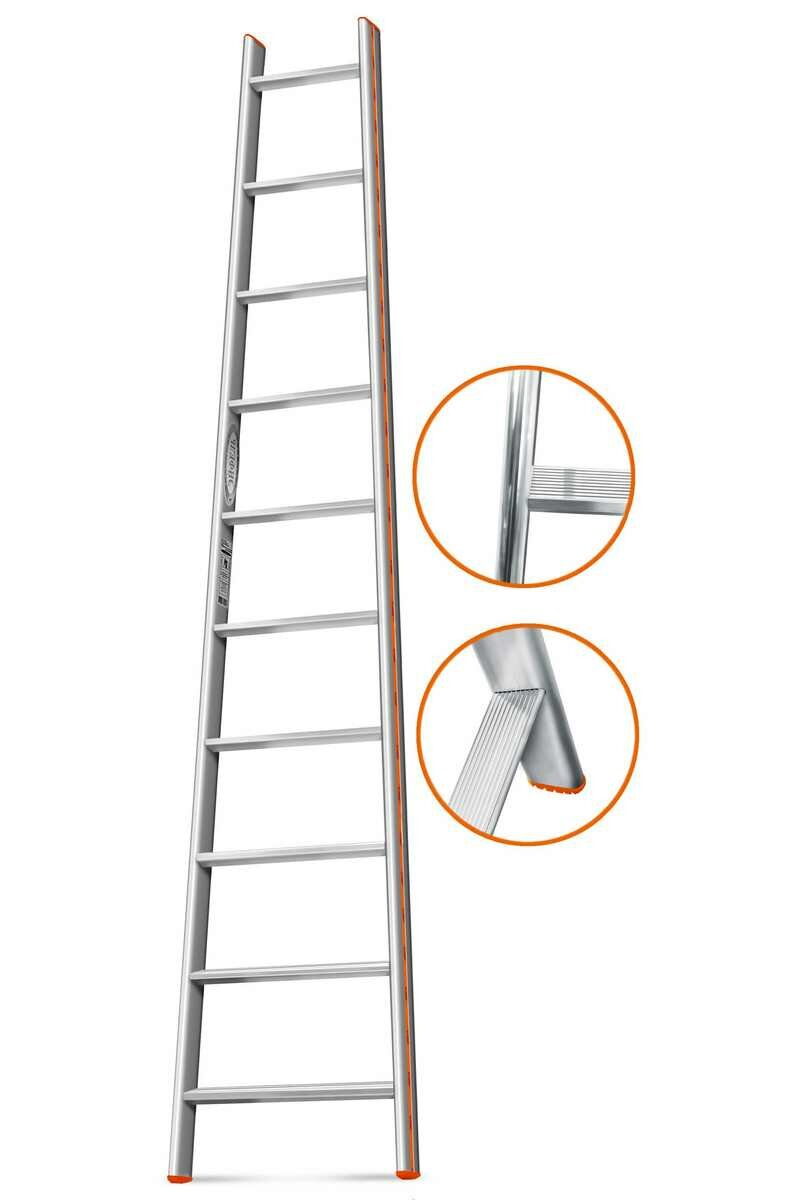 Односекционная Лестница Эйфель Комфорт-Профи Пирамида 10 Ступеней, Длина 2.85 М, Нагрузка 150 Кг.