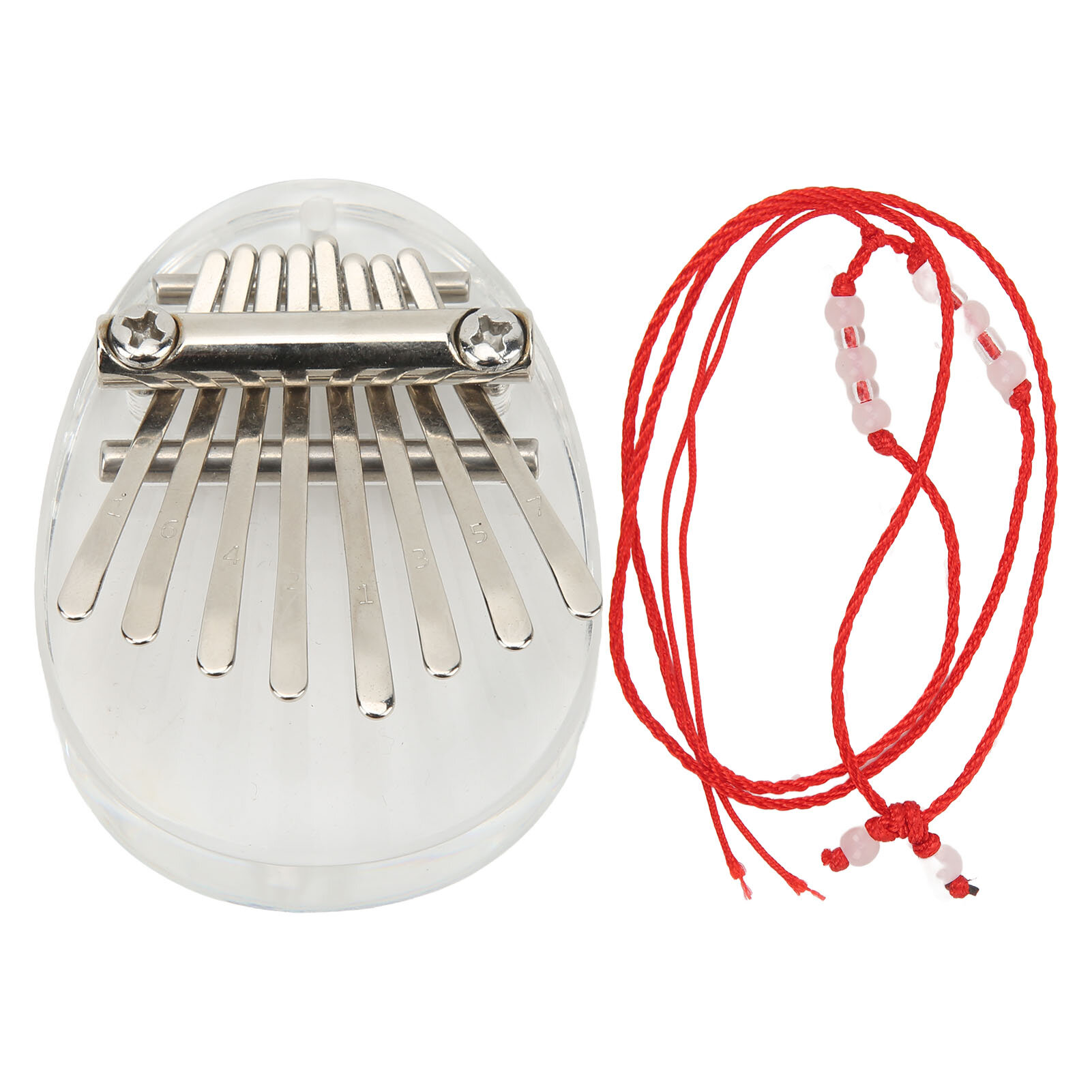 Миниатюрное пианино-калимба с 8 клавишами, портативный хрустальный кулон-пианино для игры на пальцах и большом пальце с ремешком.