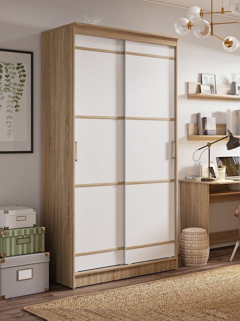 Сакура шкаф-купе 1,14м дуб сонома/белый