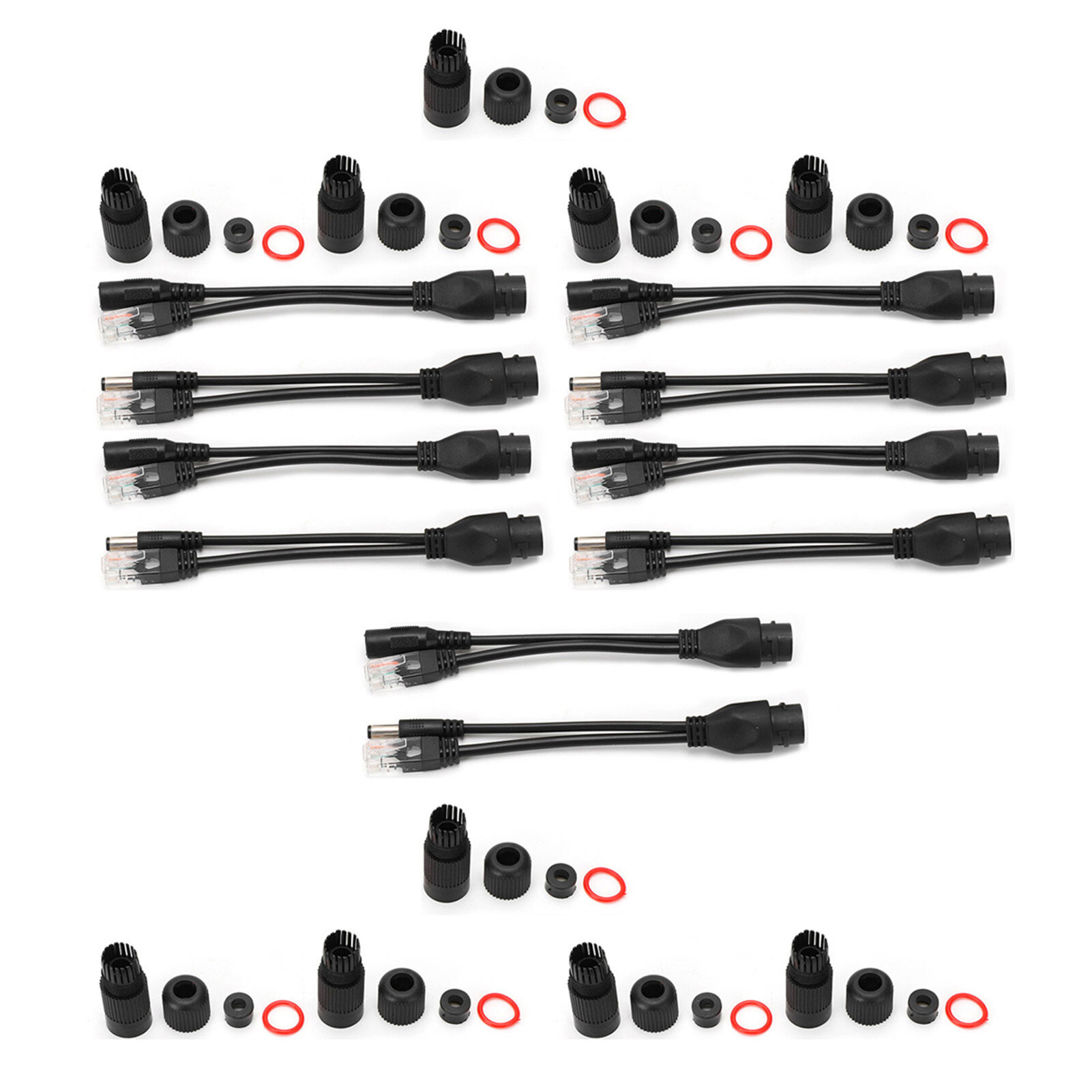 Водонепроницаемый адаптер-сплиттер POE 12 В, 5-парный инжектор питания постоянного тока Ethernet для IP-камер, компактный дизайн для легкой установки и надежного источника питания