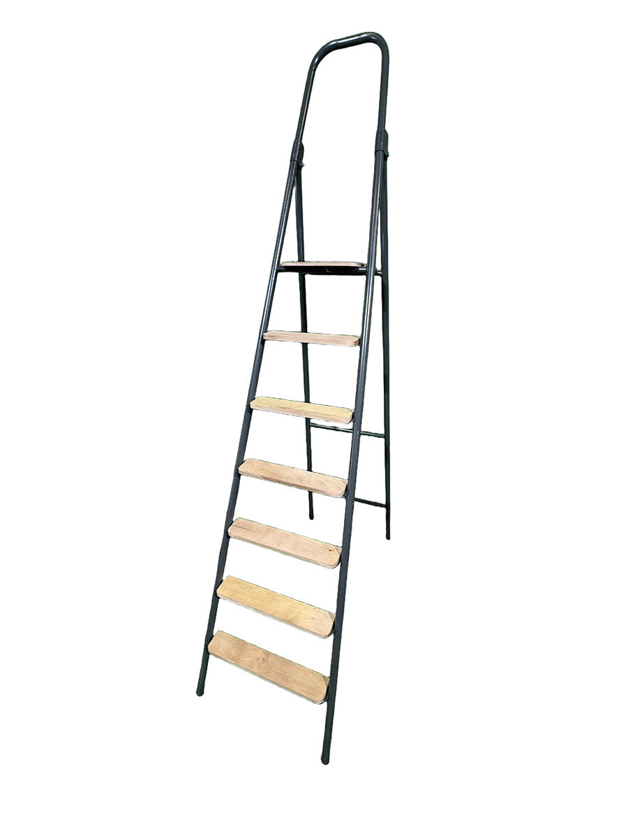 Бытовая Стремянка Рбт 7 Ступеней (Сталь + Фанера) Рабочая Высота: 3.54 М.