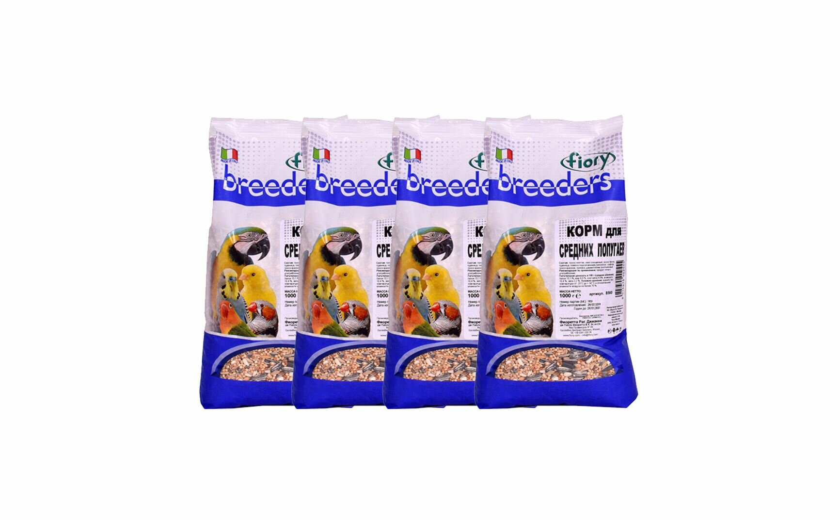 Fiory Корм для средних попугаев "Fiory Breeders", 1 кг х 4 шт.