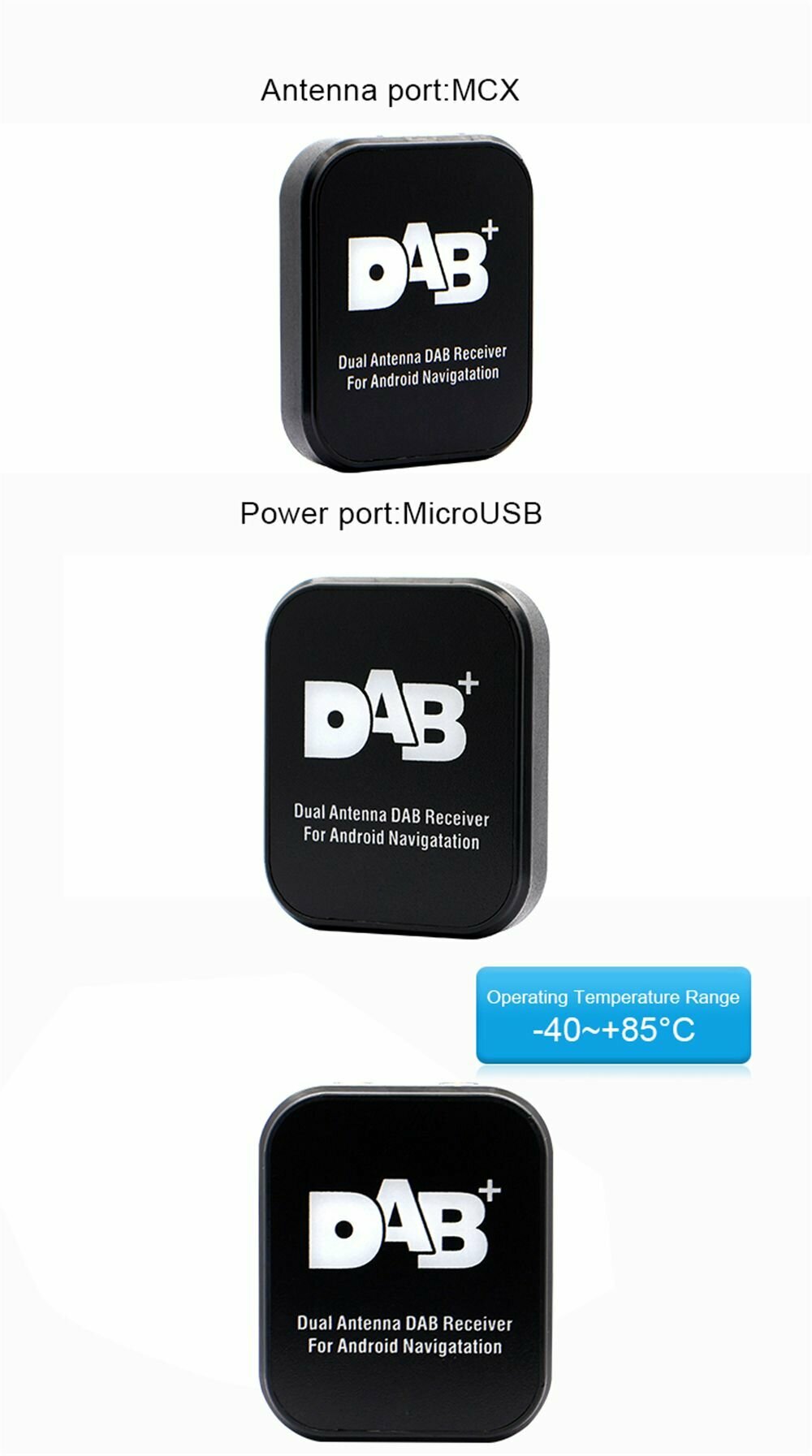 Автомобильный Цифровой DAB + Адаптер Тюнер DUALAntennas Audio Radio Box Ресивер Для Android