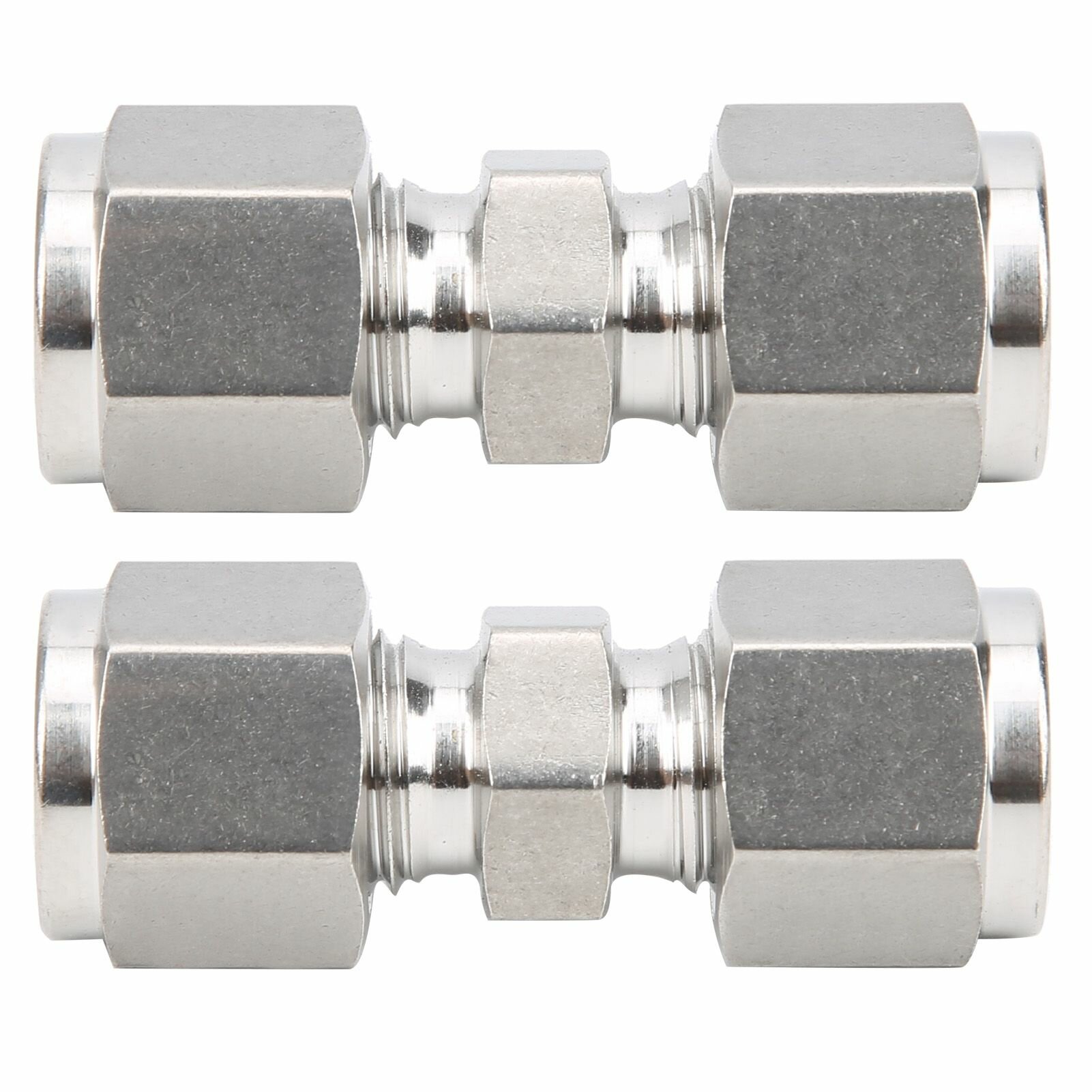 2 шт. компрессионный фитинг 316 нерж. сталь, прямой адаптер под трубку Ф8, 2 обжимных кольца