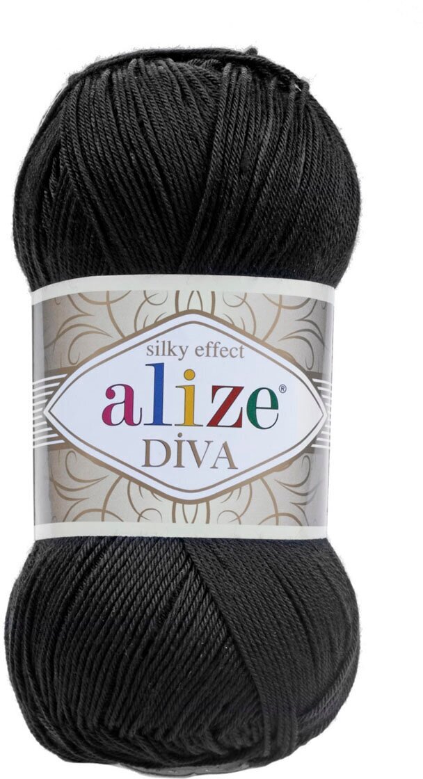 Пряжа для вязания ALIZE 'Diva', 100г, 350м (100% микрофибра) ТУ (60 чёрный), 2шт