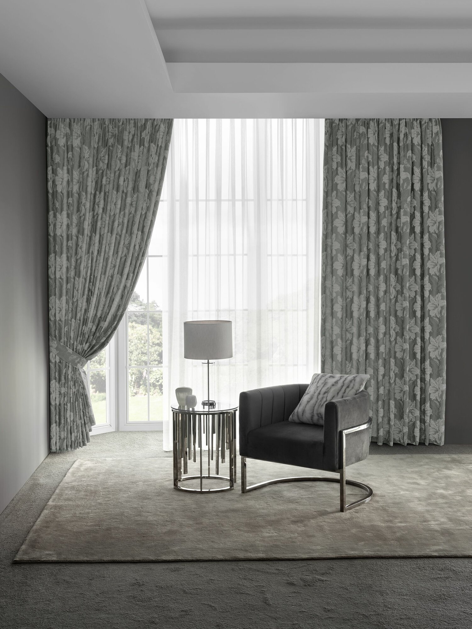 Togas Шторы для комнаты с подхватами "Бриали" жаккард, 275 высота на 260 ширина - 2 шт, подхваты - 2 шт